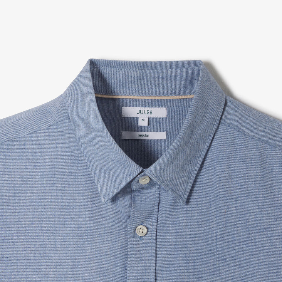 Chemise unie en coton flanelle Bleu clair | Jules