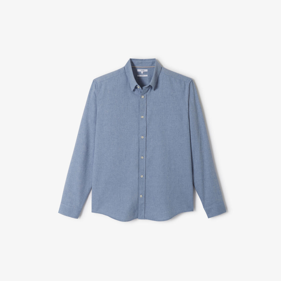 Chemise unie en coton flanelle Bleu clair | Jules